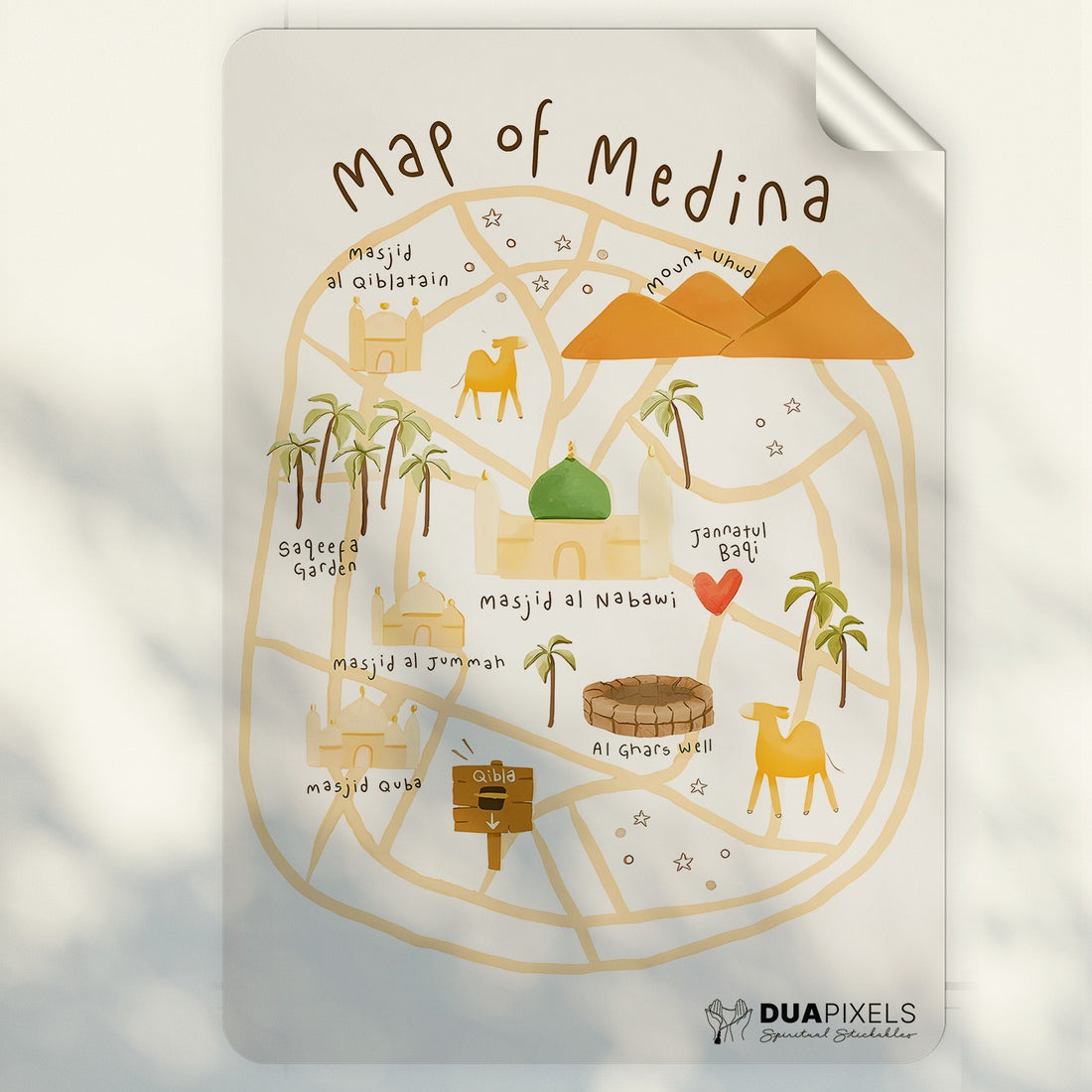 Map of Medina Sticker | Islamic Decor Vinyl Informative Sticker