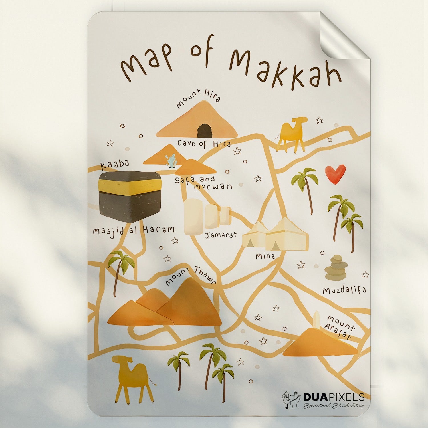 Map of Makkah City Wall Sticker | Islamic Decor Vinyl Sticker