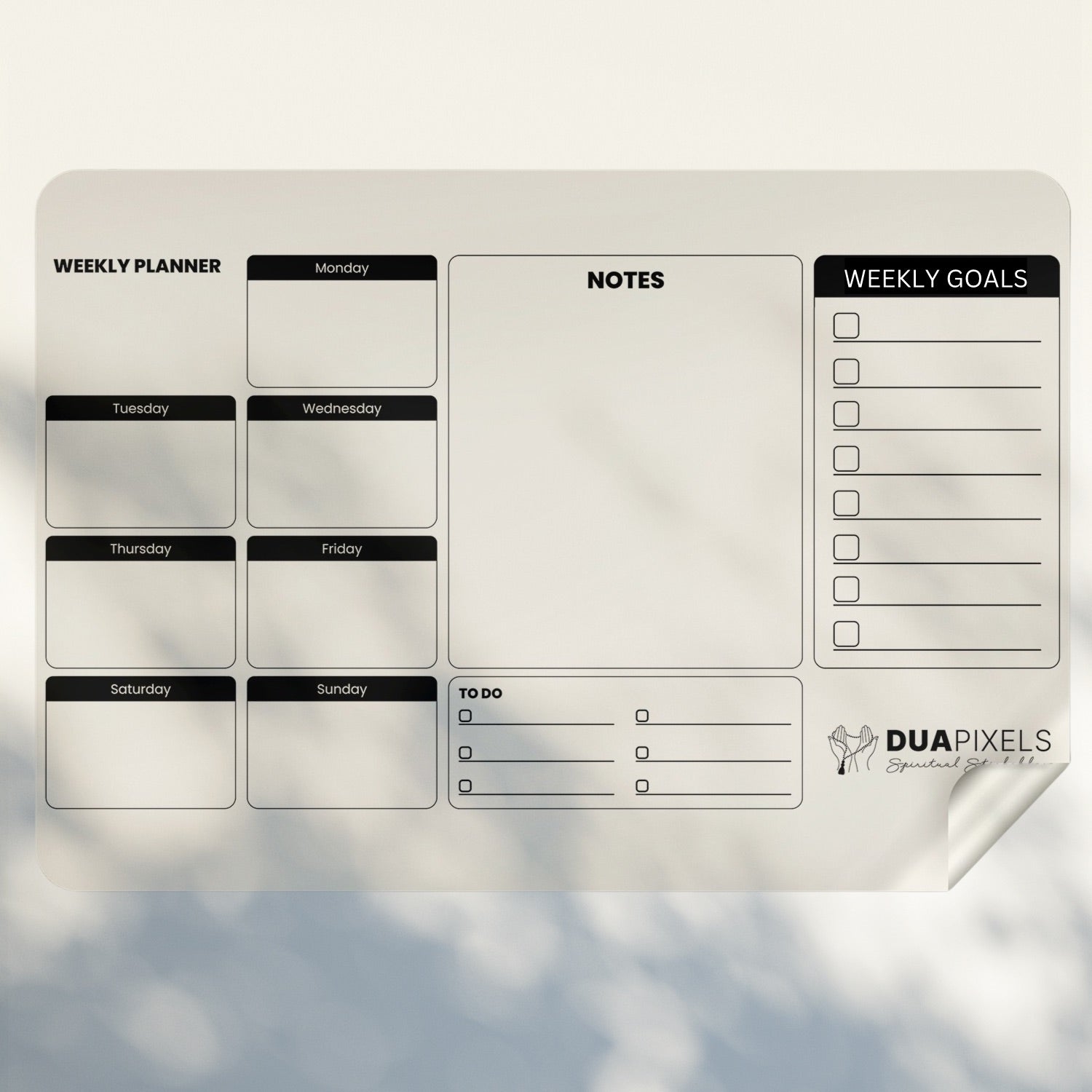 Weekly Planner Wall Sticker | Weekly Goals Planner With Marker