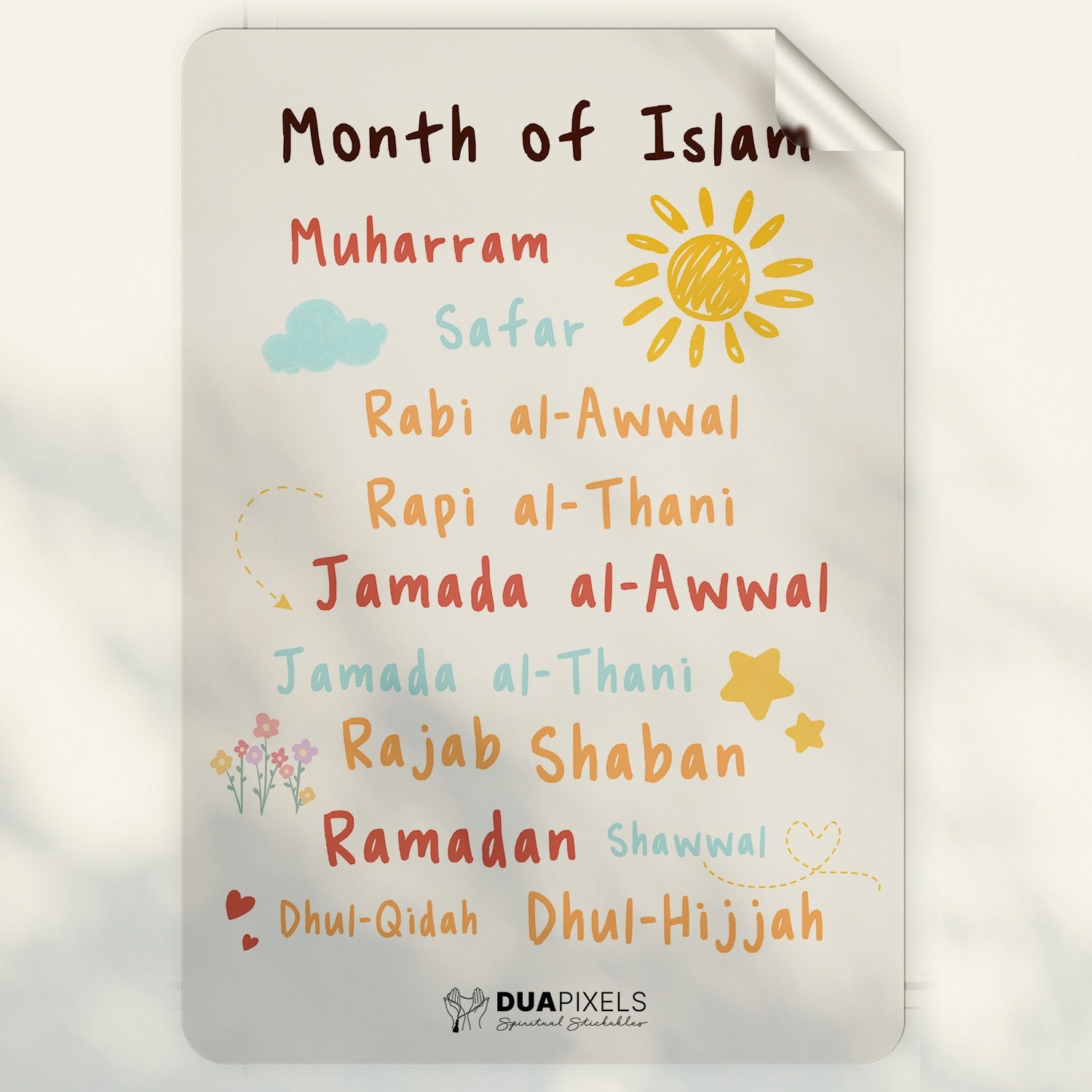 Islamic Month Name Wall Sticker | Kids Educational Wall Stickers